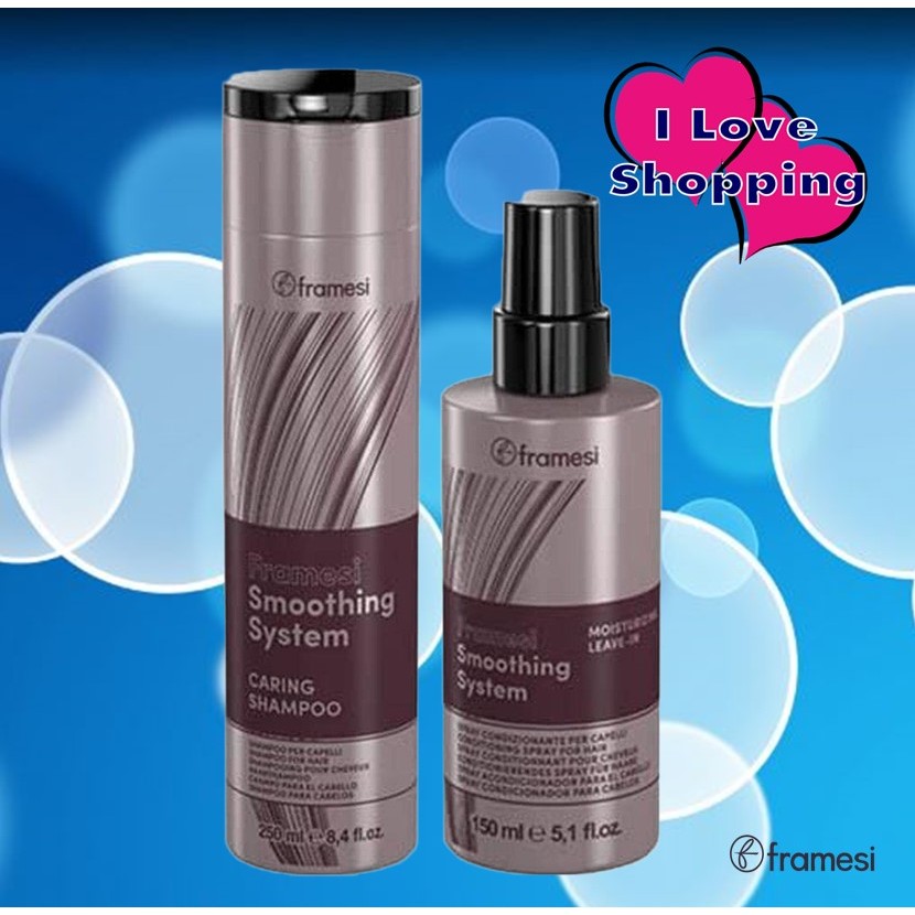 Framesi Smoothing System Caring Shampoo/Moisturizing Leave-In 250/150 ml แชมพู และอาหารผม เพื่อ ...