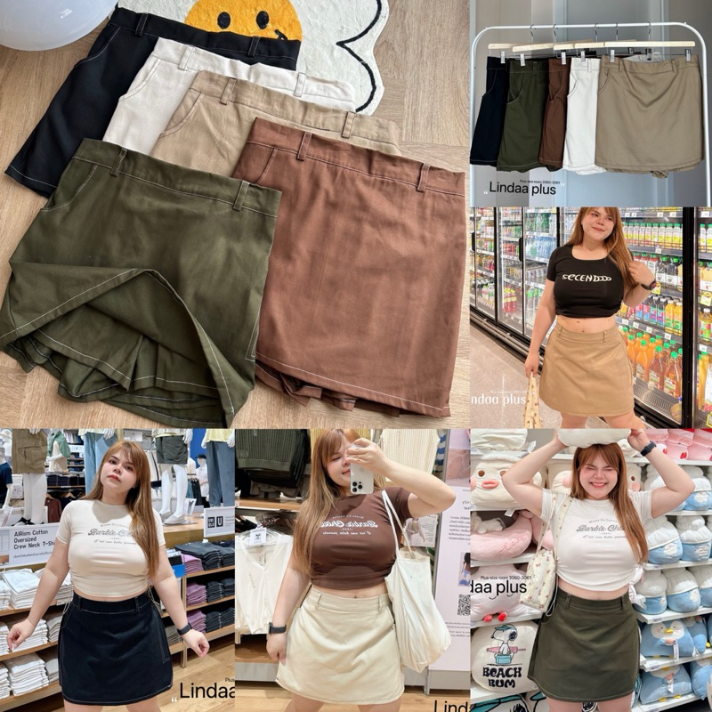 Linn กระโปรงกางเกง (รุ่นหน้าเรียบ) กระโปรงกางเกงสาวอวบ เอว32-46นิ้ว | Shopee Thailand