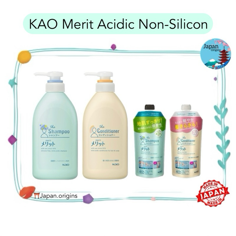 🇯🇵⛩️ แชมพูและครีมนวดญี่ปุ่น KAO Merit Acidic Non-Silicon ของแท้จาก ...