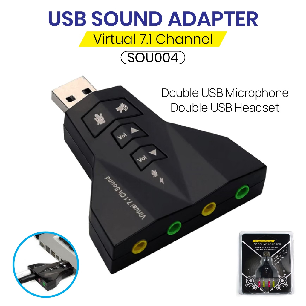 USB Sound Card 7.1CH External USB 2.0 To 3D Audio 7.1 Channel Sound Card Adapter SOU003 SOU004 ...