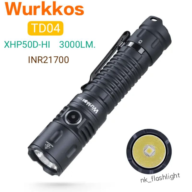 Wurkkos TD04ไฟฉาย EDC 295M XHP50D ที่มีประสิทธิภาพสูง3000lmไฟฉาย LED ชาร์จ21700ได้กันน้ำ IPX8 ...