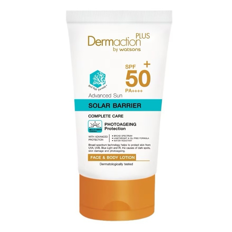 Dermaction Plus by Watsons Advanced Sun Solar Barrier FaceBody Lotion ...
