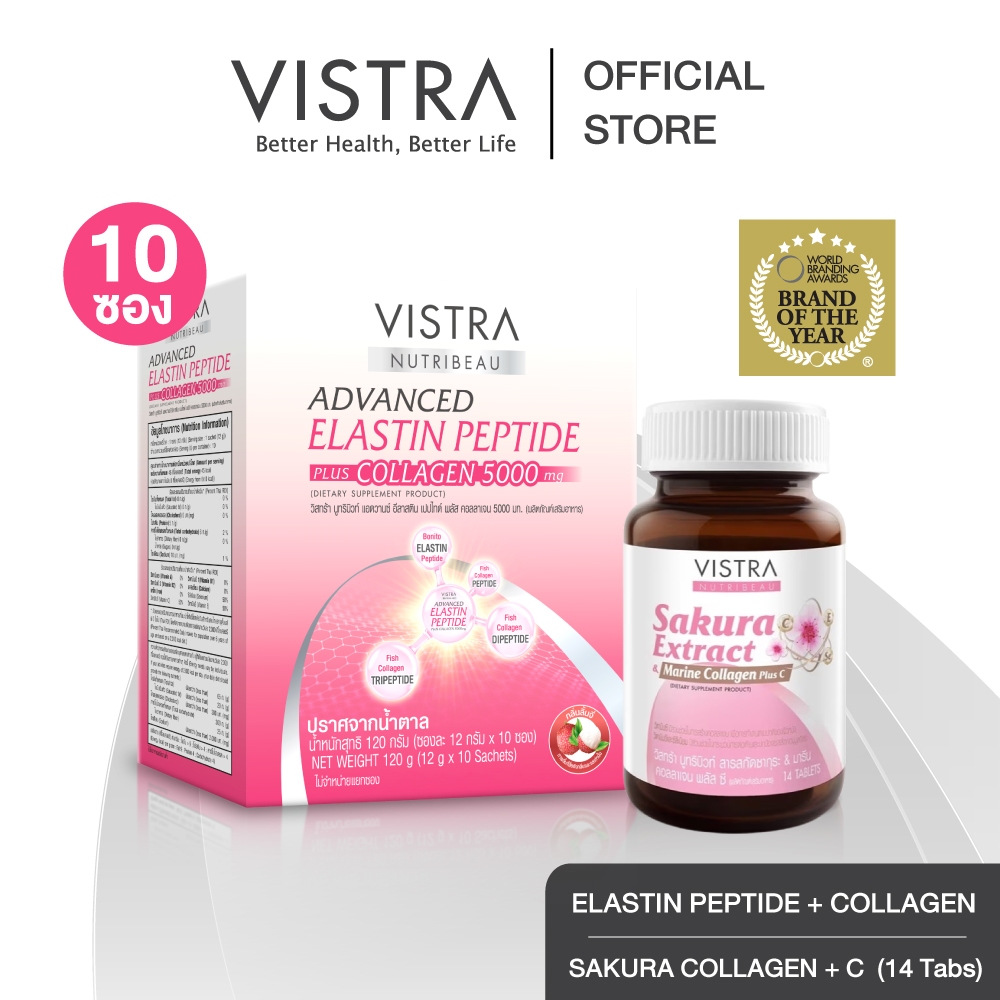 [เซ็ทผิว 1ฟรี1] ซื้อVISTRA NUTRIBEAU ADVANCED ELASTIN PEPTIDE PLUS ...