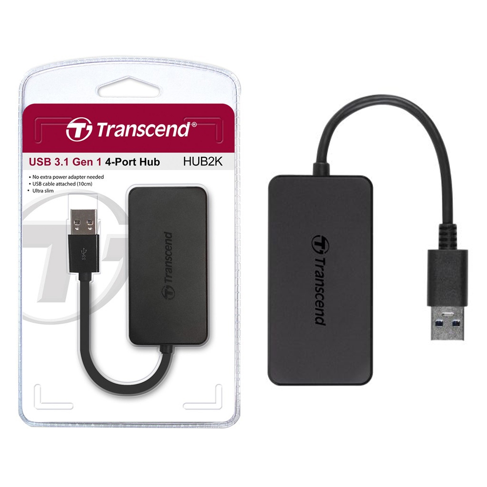 Transcend HUB USB 4 ports USB 3.1 รับประกันศูนย์ 2 ปี รุ่น HUB2K / Type ...