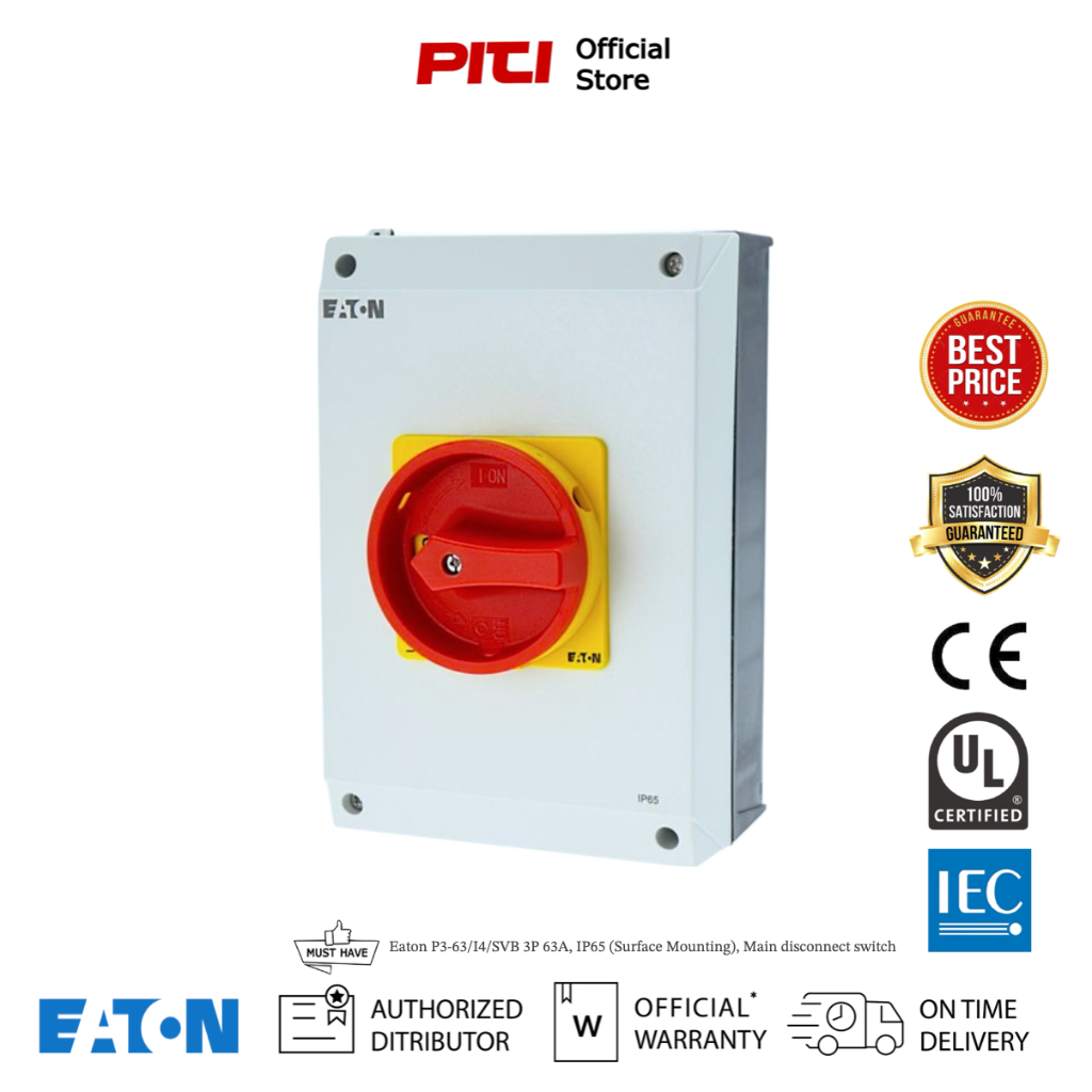Eaton P3-63/I4/SVB 3P 63A, IP65 (Surface Mounting), Main disconnect switch | Shopee Thailand