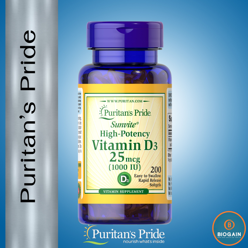 Puritan's Pride Vitamin D3 1000 IU / 200 Softgels | Shopee Thailand