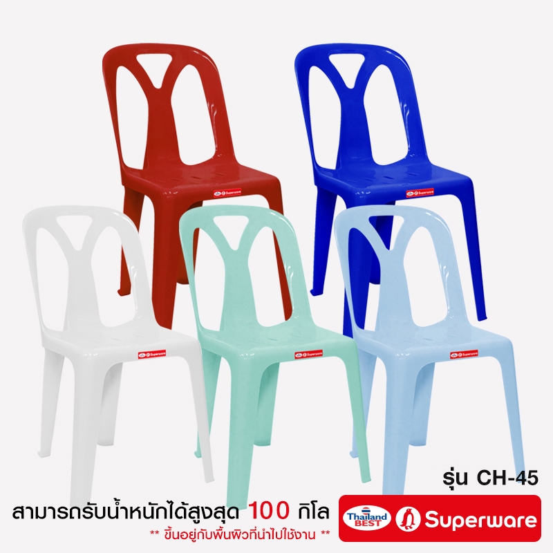 Srithai Superware เก้าอี้พลาสติก มีพนักพิงรุ่น ที่นั่ง สำหรับ สนาม นั่งเล่น วัด ร้านอาหาร โต๊ะ ...