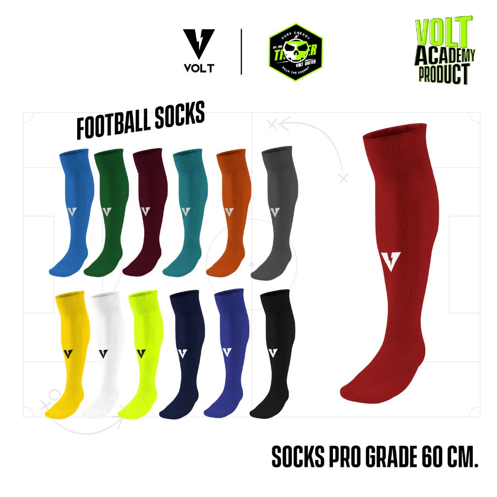 VOLT ACADEMY TORQUE 002 PRO 60CM ถุงเท้าฟุตบอล กีฬา FOOTBALL SOCKS ...
