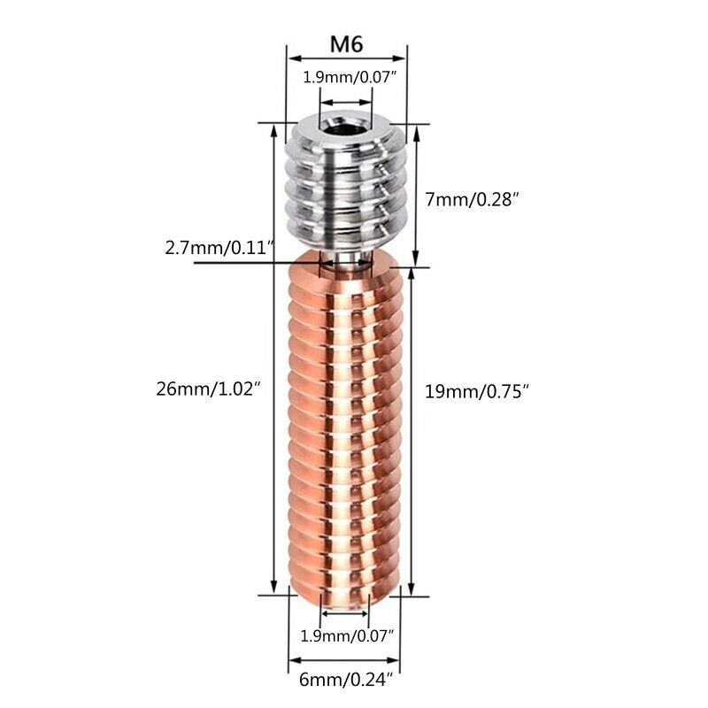 1pc. Bi-metal Heatbreak for Kobra2/V6/CR10/MK8/S1/CR6se/vyper version ...