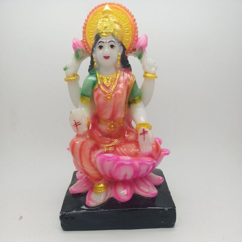 maa Laxmi Murti idol Resin maa sitting on lotus murti color Resin 18cm ...