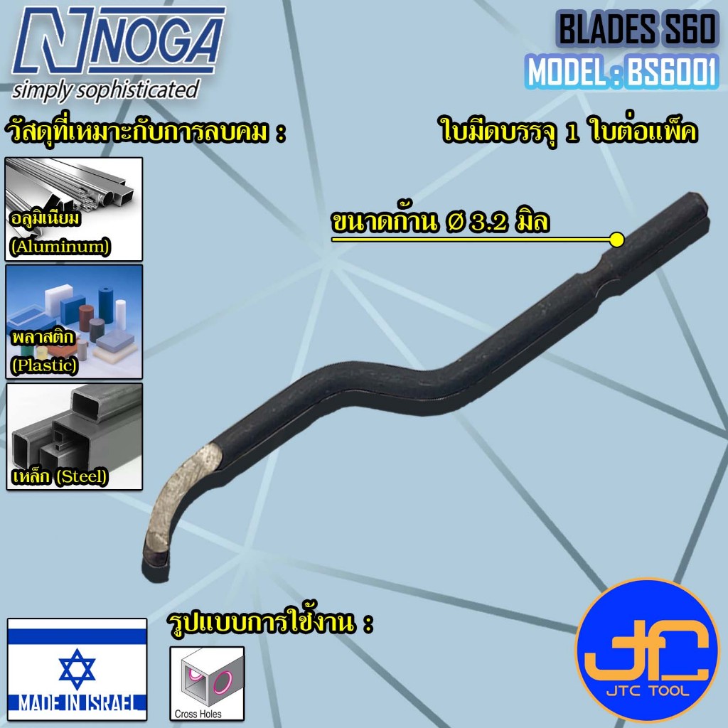 Noga เฉพาะใบมีดลบคมแบบยาว S60 รุ่น BS6001 - Heavy Duty Dia.3.2 mm. No ...