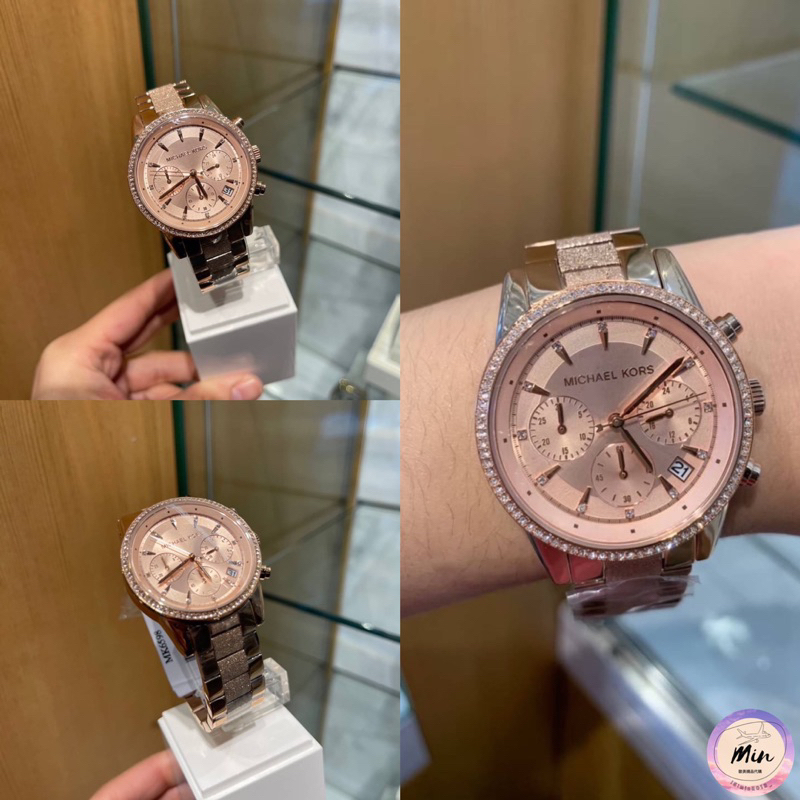 Michael Kors Women's Ritz Rose Gold Tone Stainless Steel Watch MK6598 ...