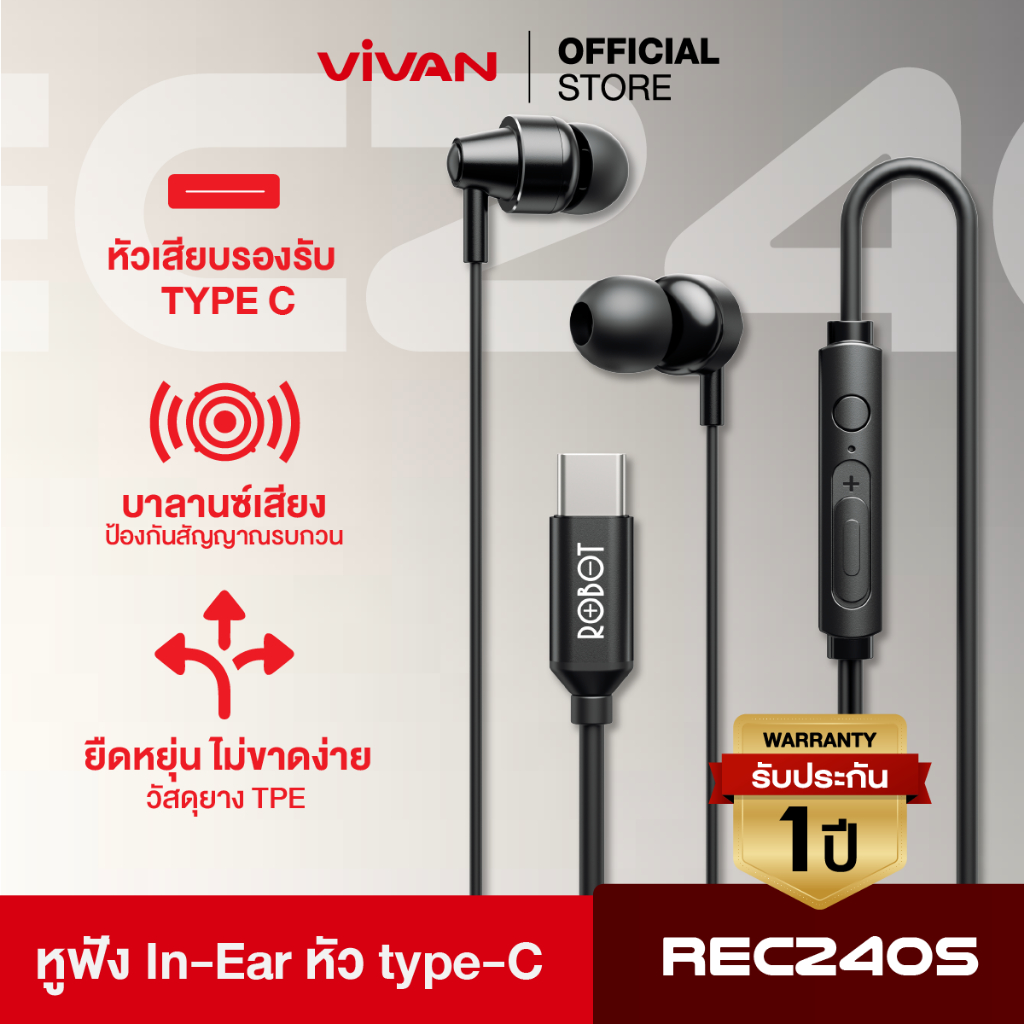 [สินค้าขายดี] VIVAN รุ่น REC240S หูฟัง หูฟังมือถือ หูฟังมีสาย Earphone ...