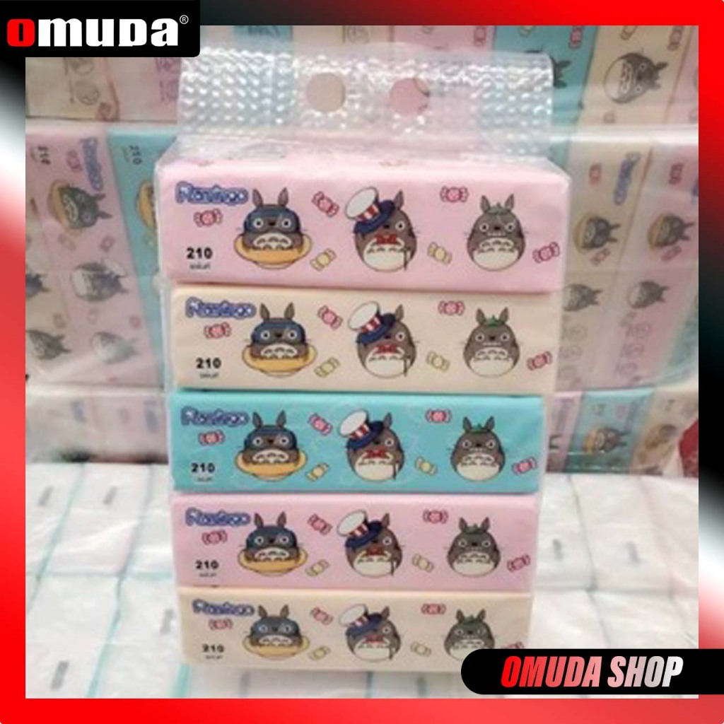 OMUDA_SHOP Totoroมาแล้วจ้า กระดาษทิชชู่แบบยาวลายน้องโตโตโร่(แพ็ค 5 ห่อ)หนา3ชั้น( 1ห่อ/210แผ่น ...
