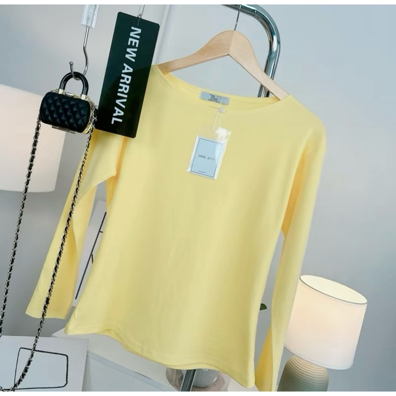 031 พร้อมส่ง* DEE ZYY เสื้อยืดแขนยาวคอปาดทรงพอดีตัว ไซร์ 1 | Shopee Thailand