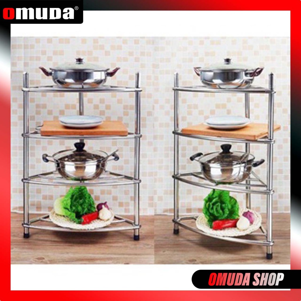 OMUDA_SHOP ชั้นสแตนเลส 4 ชั้น แบบเข้ามุม | Shopee Thailand