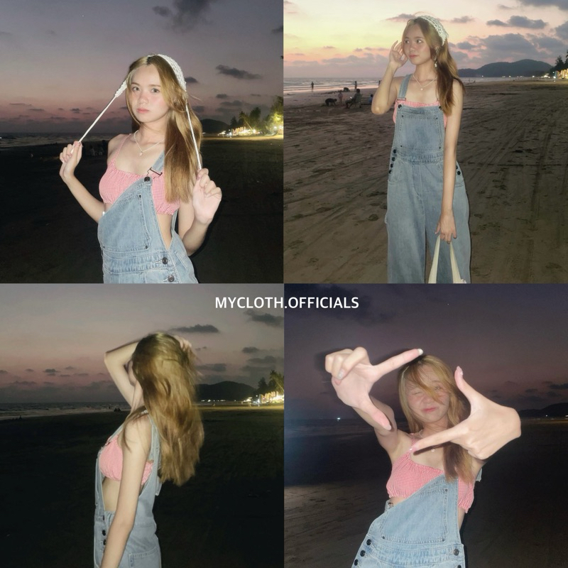 เอี๊ยมยีนส์ขายาว สียีนส์อ่อนแอบมีฟอกเบาๆ สีสวย ทรงสวยจึ้งมากกกกก ...