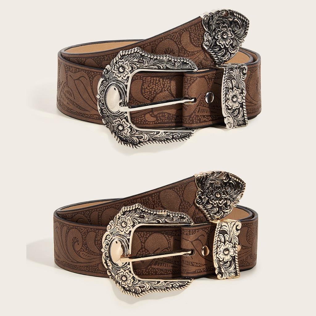 ERORO VINTAGE STYLE BELT เข็มขัดหนัง PU แฟชั่น ย้อนยุค คาวบอย มี 2สี ...