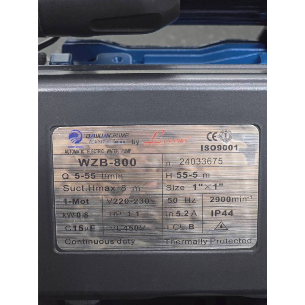 DAYUAN PUMP ปั๊มน้ำอัตโนมัติ อิเล็คทรอนิกส์ ขนาด 1 นิ้ว กำลัง 400-800 วัตต์ รุ่น WZB SERIES ...