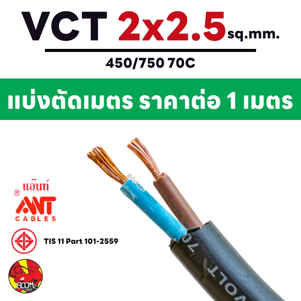 สายไฟ VCT 2x2.5 ANT ตัดเมตร ทองแดงแท้ 2*2.5 สายทองแดง สายอ่อน สายvct 450/750 70C | Shopee Thailand