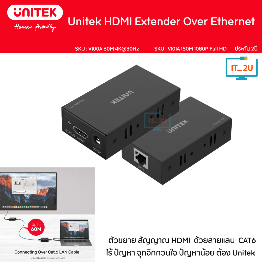Unitek V100A 60M V101A 150M HDMI Extender Over Ethernet 60M/150M ...