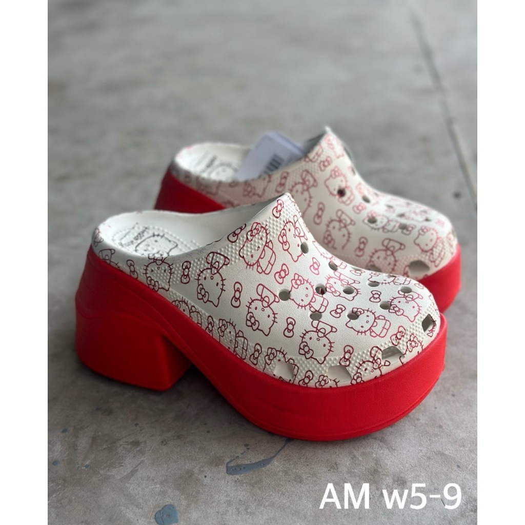 รุ่นCrocs Hello Kitty Stomp Slide รองเท้าแตะเสริมส้น พื้นนิ่ม ใส่สบาย มี 3 ส Size.W5-W9 AMA128 ...