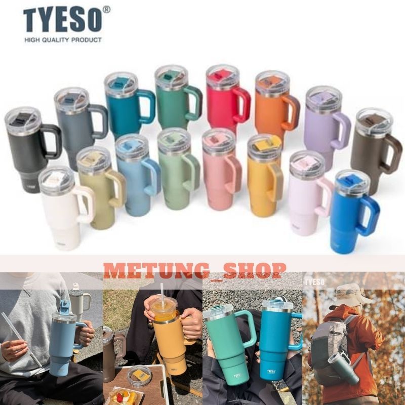 TYESO HANDLE TUMBLER แก้วเก็บอุณหภูมิ พร้อมหูจับ และหลอด ความจุ900 ...