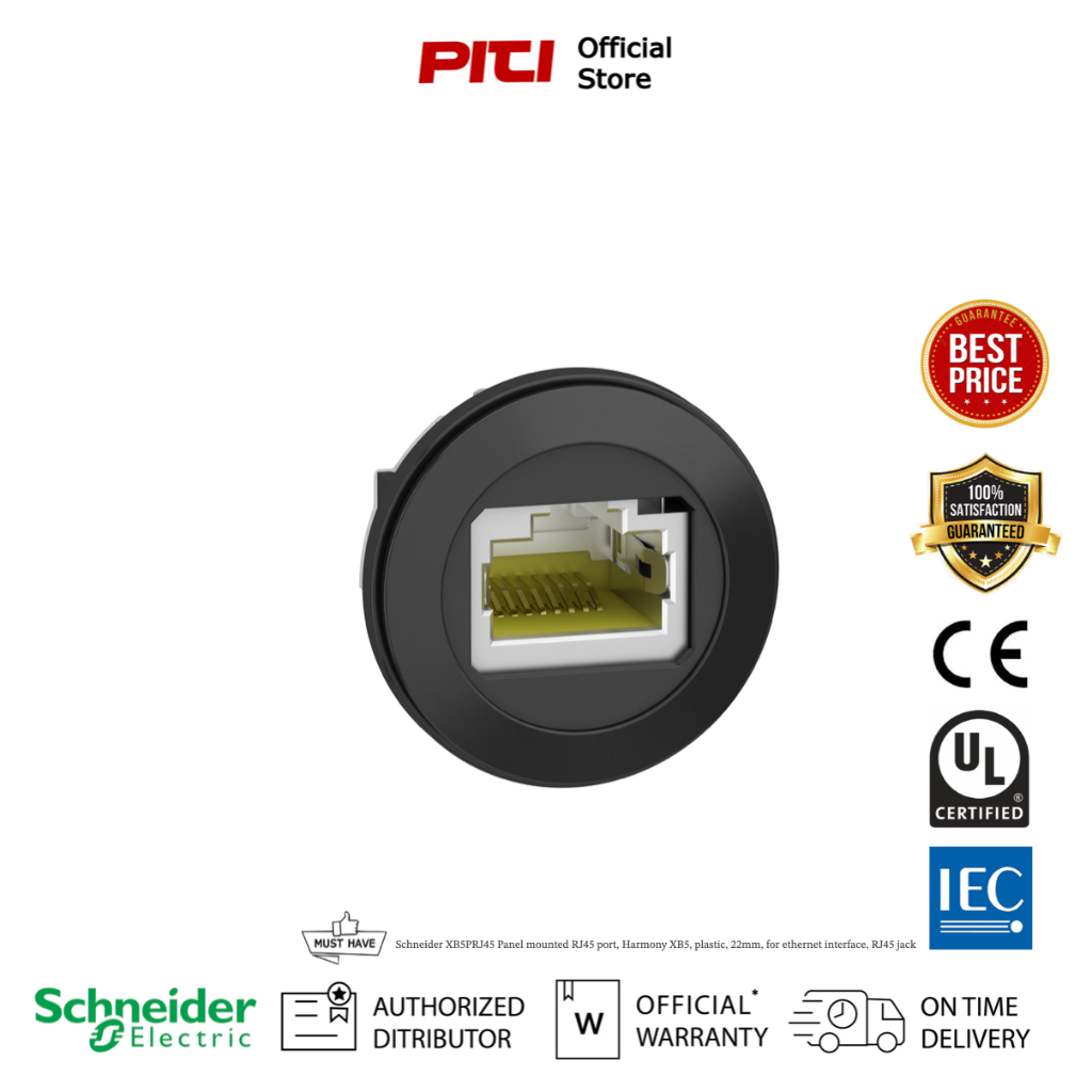 Schneider XB5PRJ45 Panel mounted RJ45 port, plastic, 22mm, for ethernet ...