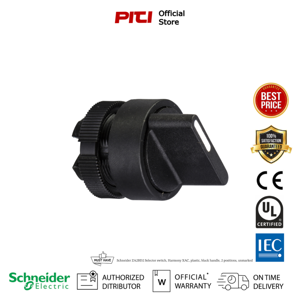 Schneider ZA2BD2 Selector switch, Harmony XAC, plastic, black handle, 2 ...