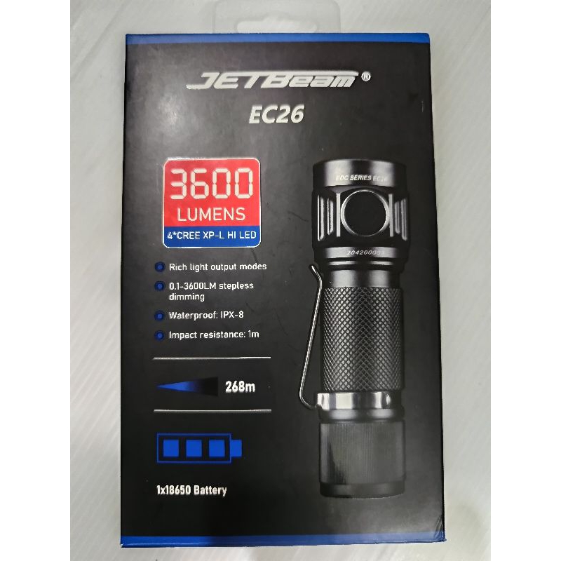 ไฟฉาย JetBeam EC26 3800LM EDC Flashlight 18650 Battery (อ่านรายละเอียด ...