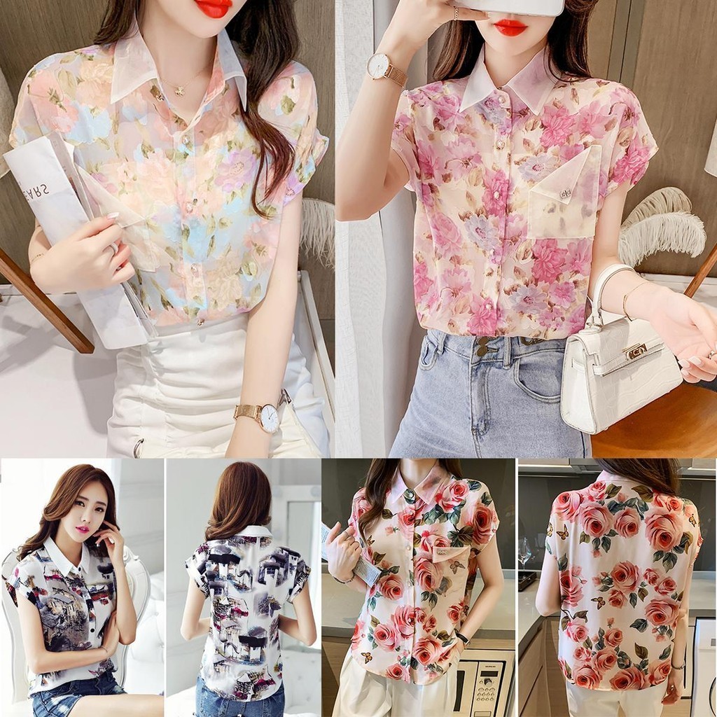 🌸MIMI&DIDI🌸 เสื้อเชิ้ตคอปกแขนสั้นทำงาน Office เสื้อฮาวาย แฟชั่น แขนสั้น ...