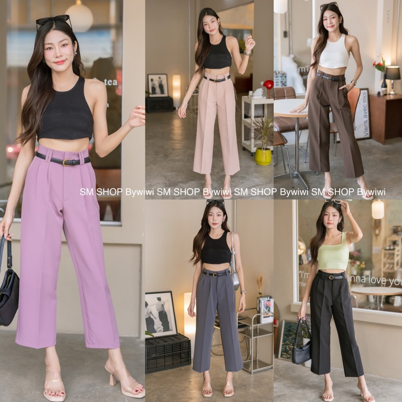 🌈รุ่น AA🌈(โพส2)กางเกงขากระบอกใหญ่สุดฮิต หูคู่สวยๆ ทำงาน แฟชั่น งานป้าย SMSHOP ผ้าไอวี่ ผ้าเปเป้ ...