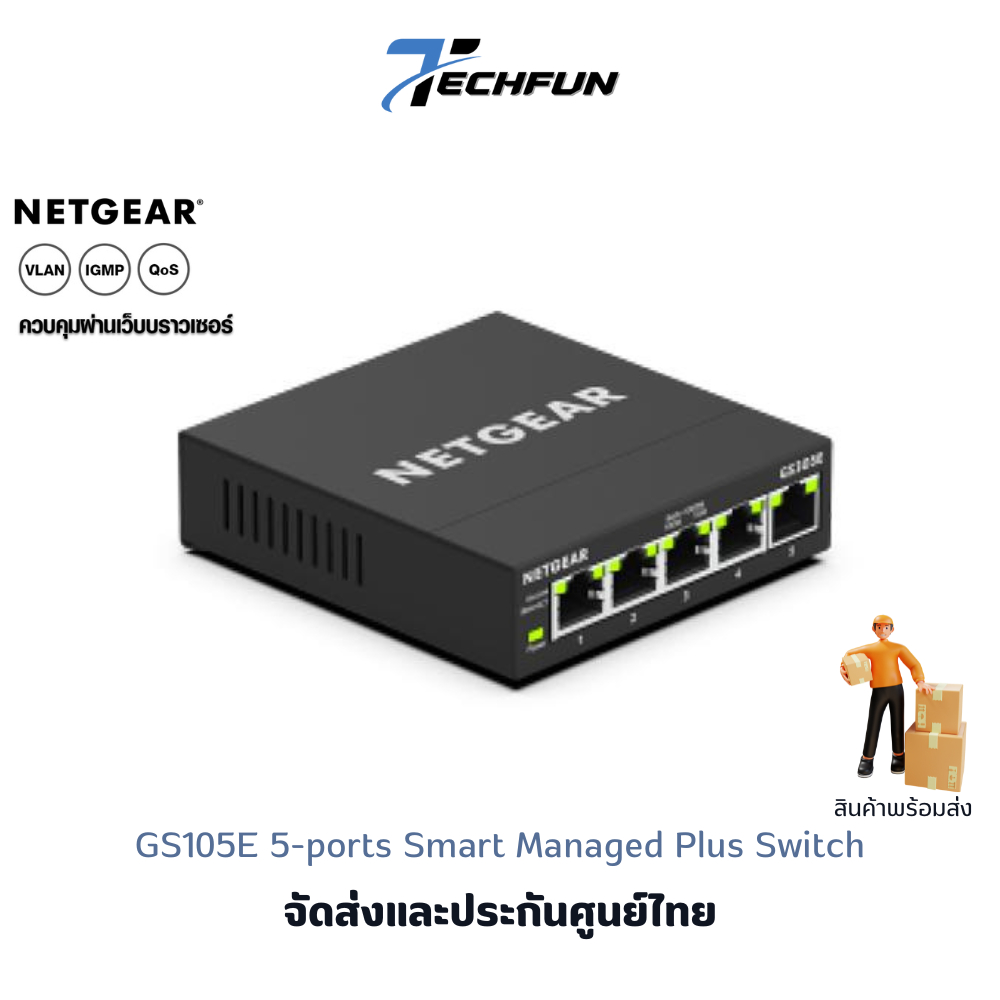 Netgear (GS105E) 5-Port Gigabit Ethernet Smart Managed Plus Switch ...
