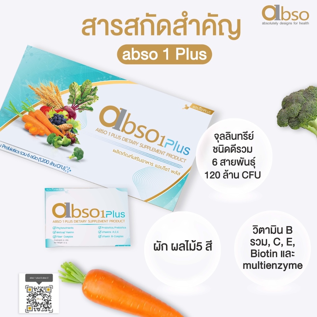 abso 1 Plus พรีไบโอติกส์ โปรไบโอติกส์ วิตามินครบ สดชื่นตลอดวัน ไม่เพลีย | Shopee Thailand