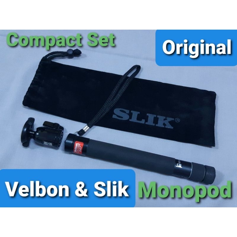 Velbon Ultra Stick BK7 & Slik SBH-100 Monopod Compact Set ชุดโมโนพอตคุณภาพดี ขนาดกะทัดรัด ...
