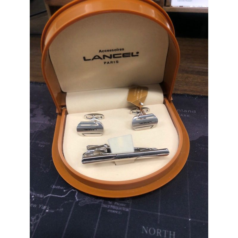 Unused vintage LANCEL Tie clip Cufflinks ที่หนึบเนคไท และคัฟลิงค์ ...