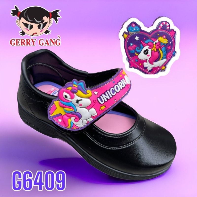 !!ลดพิเศษ!! รองเท้านักเรียน Gerry Gang ลาย Unicorn สีดำ ติดเทป เด็ก ...