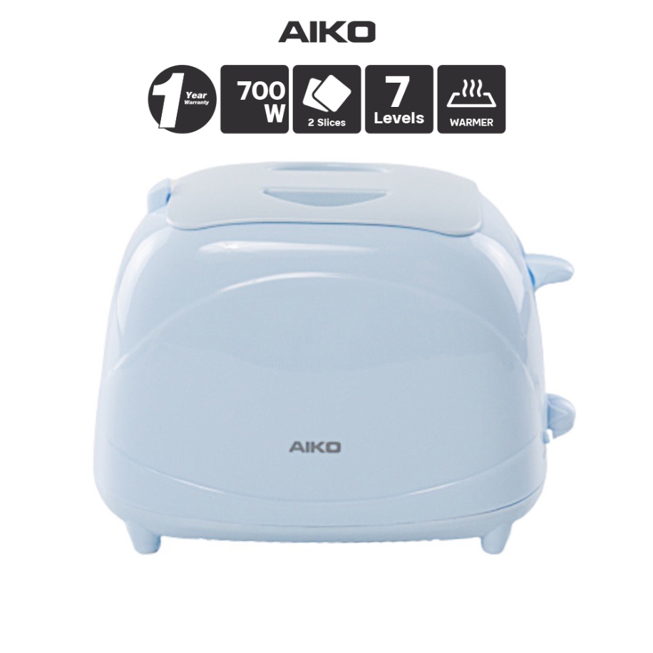 AIKO รุ่น AK-808 สีฟ้า เครื่องปิ้งขนมปัง 2 แผ่น ***รับประกัน 1 ปี | Shopee Thailand