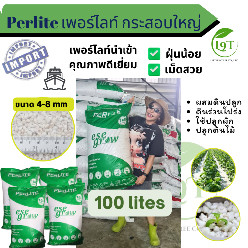 เพอร์ไลท์ ฝุ่นน้อย กระสอบใหญ่ 100ลิตร Perlite Big Bag 100 liters ผสมดิน ...