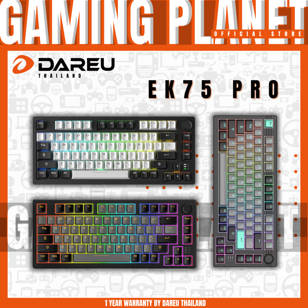 DAREU EK75 Pro คีย์บอร์ดไร้สาย 3 โหมด Gasket mount N-Key Rollover Anti ...