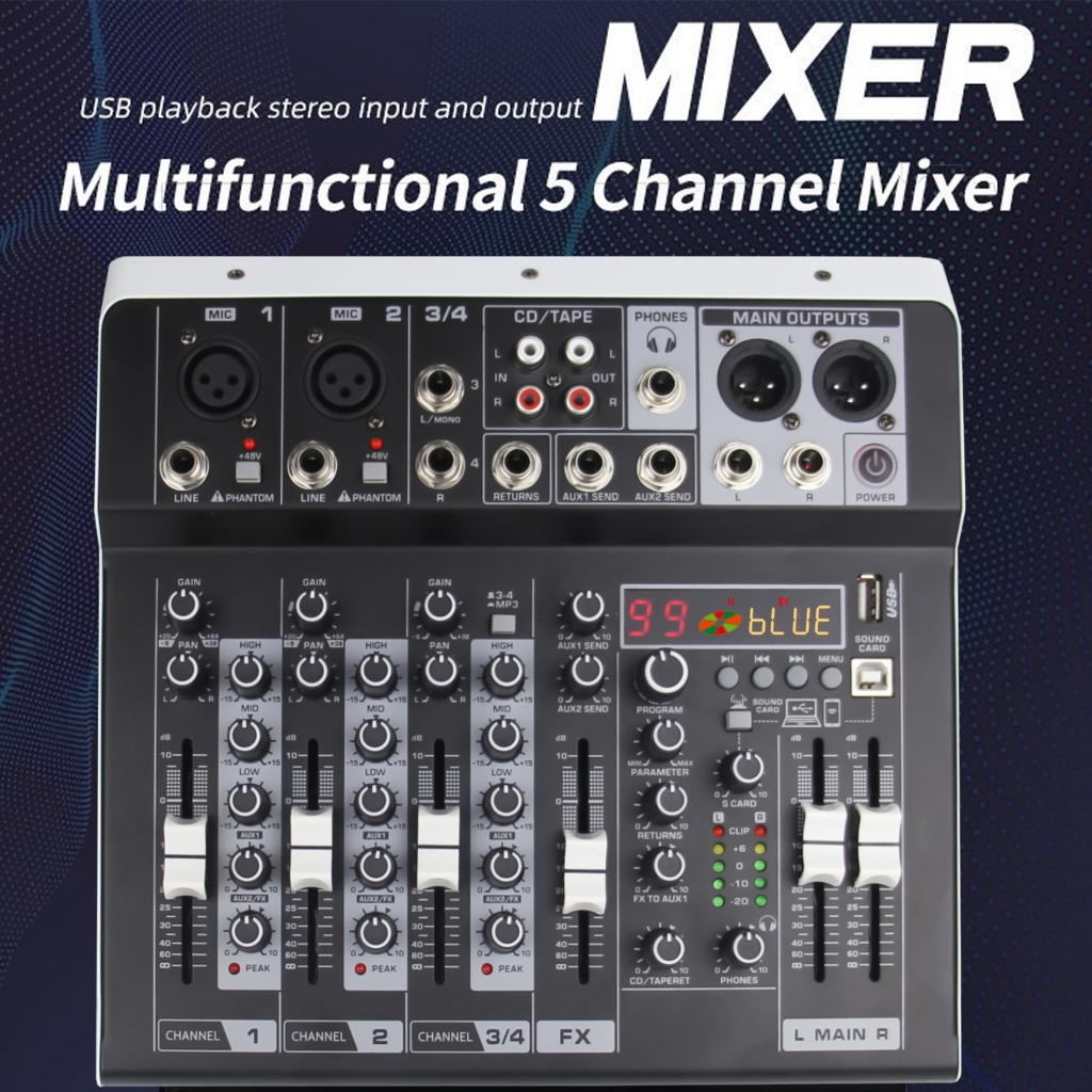 จัดส่งภายใน 24 ชั่วโมง Audio Mixer 7/4 Channel DSP สถานีปรับเสียง ...