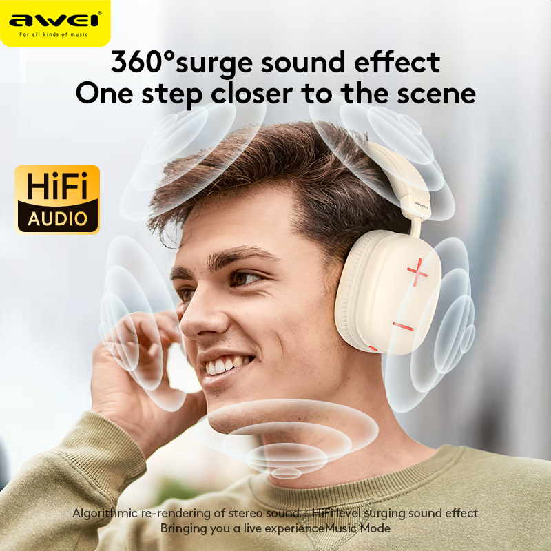 AWEI AT6 หูฟังแบบครอบรุ่นใหม่ เสียงดีมาก คุยโทรศัพท์ ได้ ระบบเสียงHifi ...