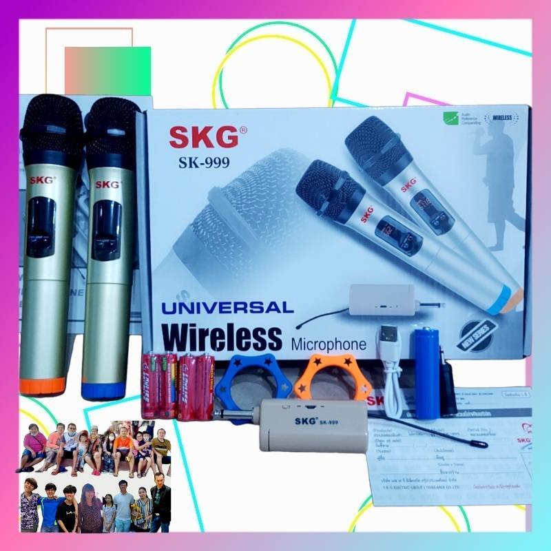 SKG ไมโครโฟน คู่ แบบมือถือ UHF ไร้สาย รุ่น SK-999 สีทอง , ไมค์ลอย ไมค์ลอยไร้สาย | Shopee Thailand