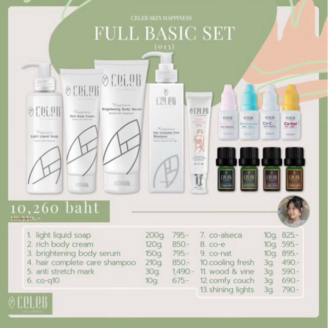 Celeb Full Basic Set เซ็ทพื้นฐานสำหรับดูแลผิวหน้าและผิวกาย Shopee 5197