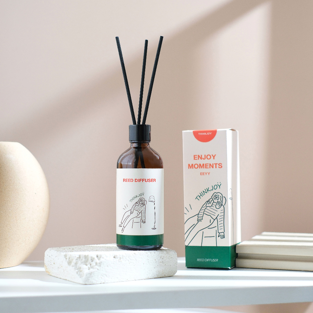 Enjoy moments.eeyy 100 ml - "THINK JOY" Reed diffuser room ก้านไม้หอมปรับอากาศ กลิ่นหอมผ่อนคลาย ...