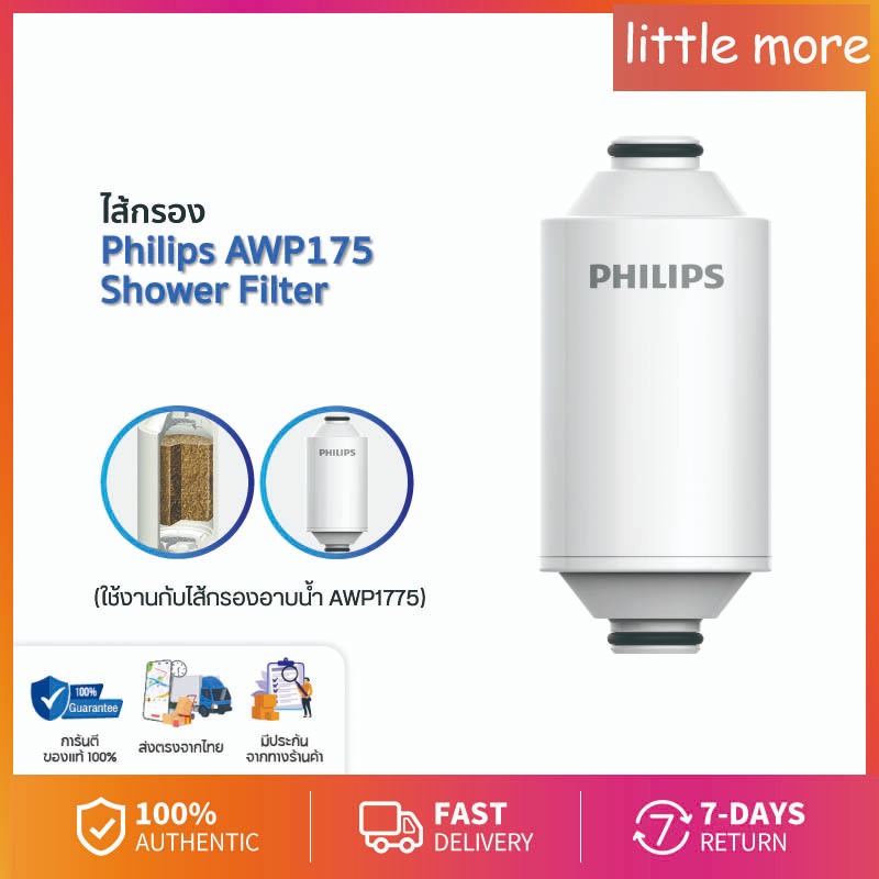 Philips water AWP1775 ตัวกรองฝักบัว ใส้กรองฝักบัว สำหรับอาบน้ำฝักบัว ...