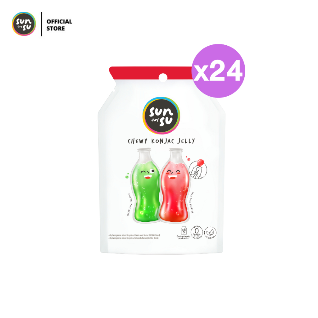 (แพ็ก 24) Sunsu ซันซุ เยลลี่ผสมบุก 0 แคล กลิ่นครีมโซดาและสละโซดา ของขวัญ | Shopee Thailand