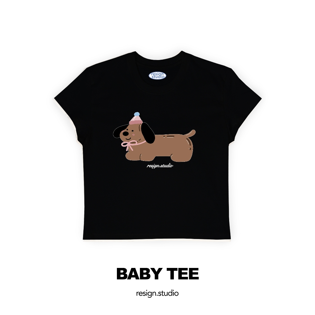 Resign.studio เสื้อยืด Baby tee - Dukdik dog | Shopee Thailand