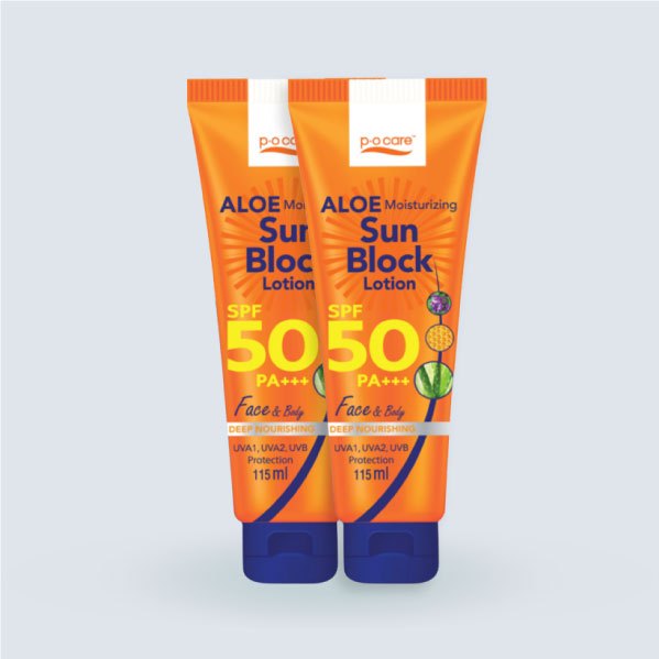(1+1) P.O Care Sun Block Lotion SPF50 PA+++ (115ml)โลชั่นกันแดดสำหรับ ...