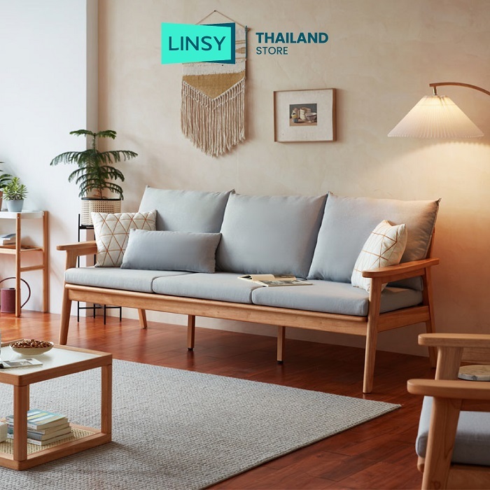 Linsy - ลินซี่ Sofa โซฟาเบาะฟองน้ำหุ้มผ้าลินิน โครงไม้ยางพารา รุ่น PK4K ...